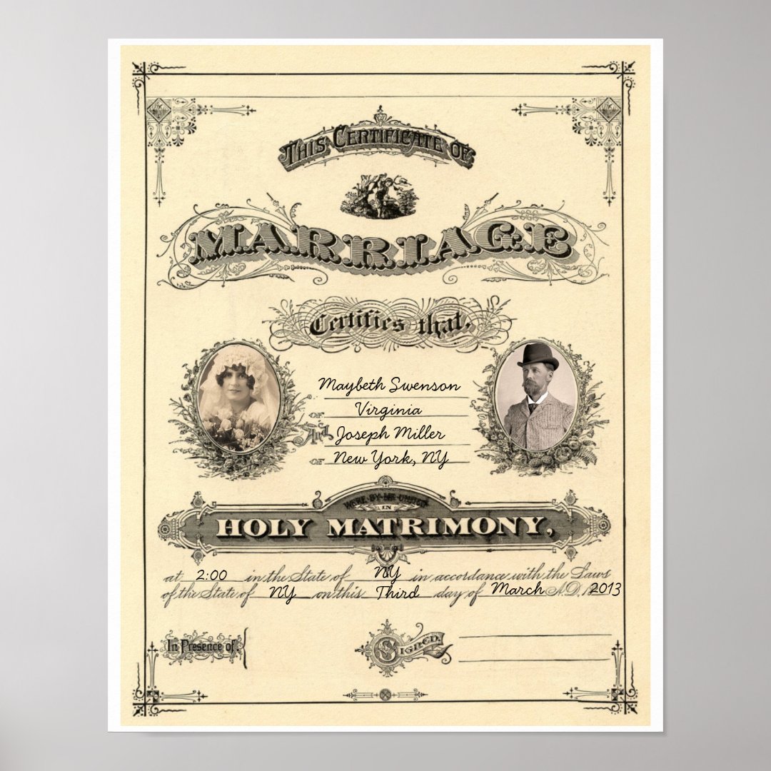 Vintage Marriage License Poster | Zazzle