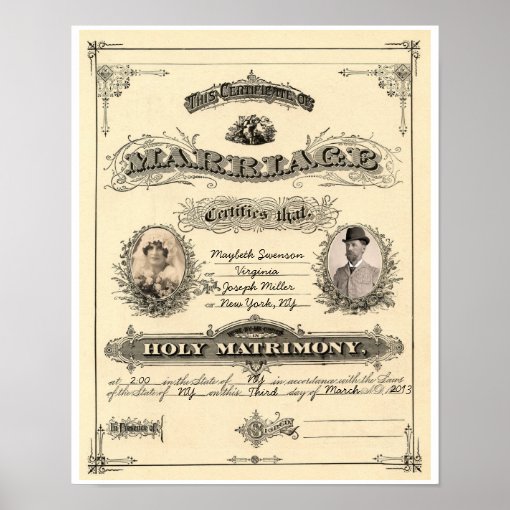Vintage Marriage License Poster | Zazzle
