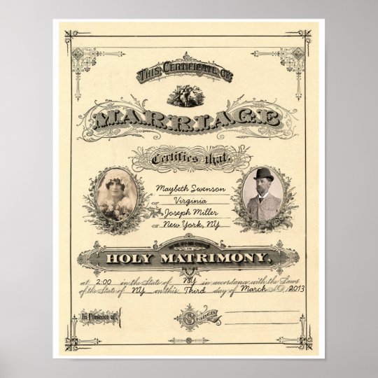 Vintage Marriage License Poster | Zazzle.com