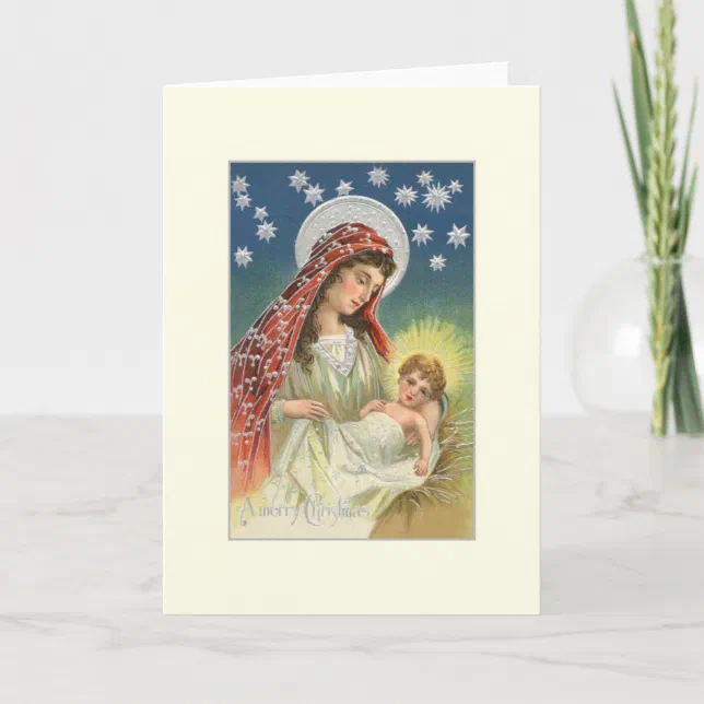 Vintage Mary and Baby Jesus Christmas Card | Zazzle