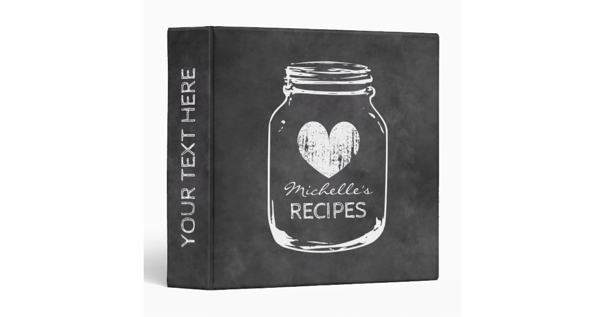 Vintage mason jar chalkboard recipe binder book | Zazzle
