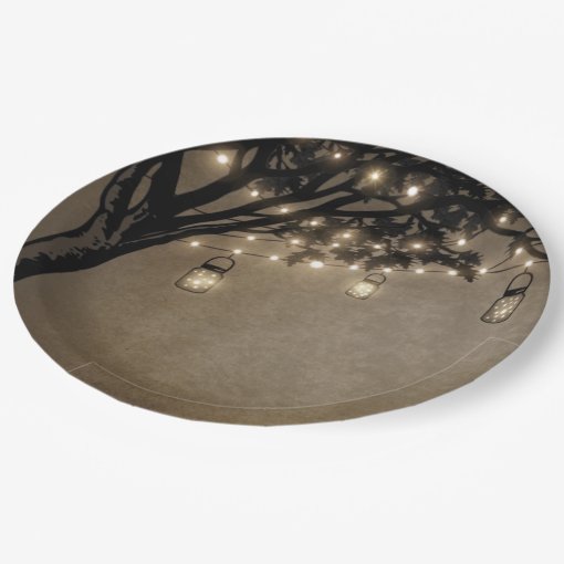 Vintage Mason Jar Oak Tree Wedding Plates | Zazzle