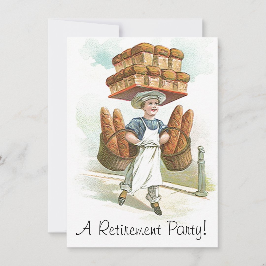 Vintage Master Bakery Baker Retirement Invitations | Zazzle