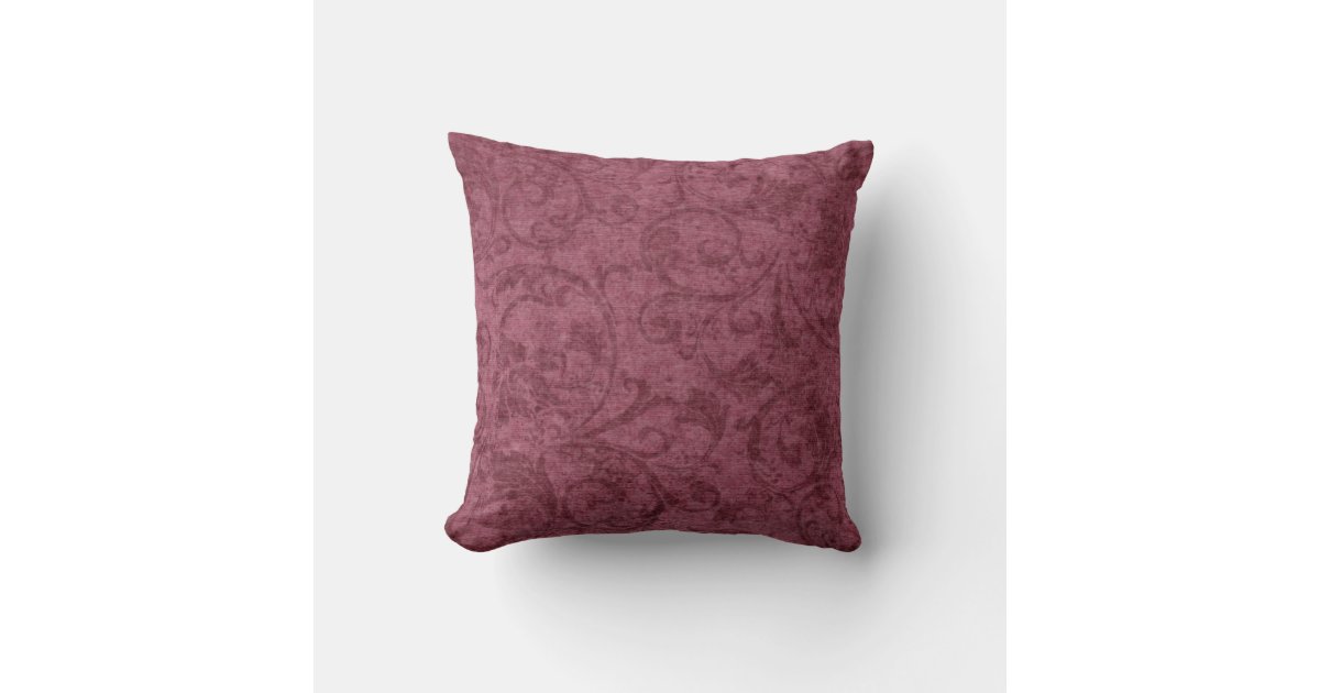 Vintage Mauve Damask Pattern Throw Pillow | Zazzle