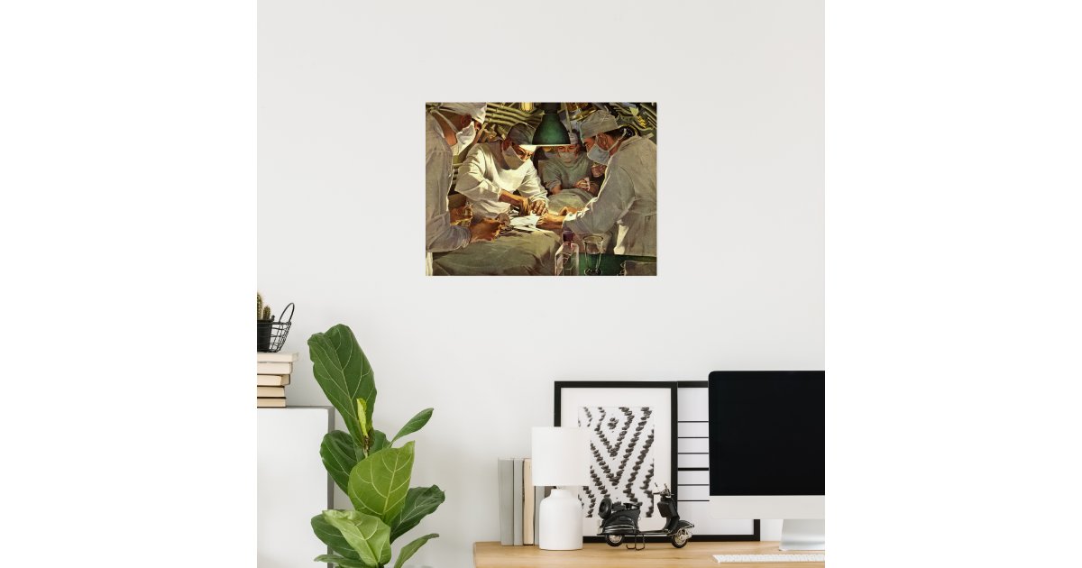 Vintage Medicine, Doctors Performing Surgery in ER Poster | Zazzle