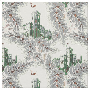 Vintage Gothic Castle Pattern Fabric | Zazzle