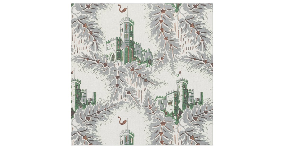 Vintage Medieval Castles Pattern Fabric | Zazzle
