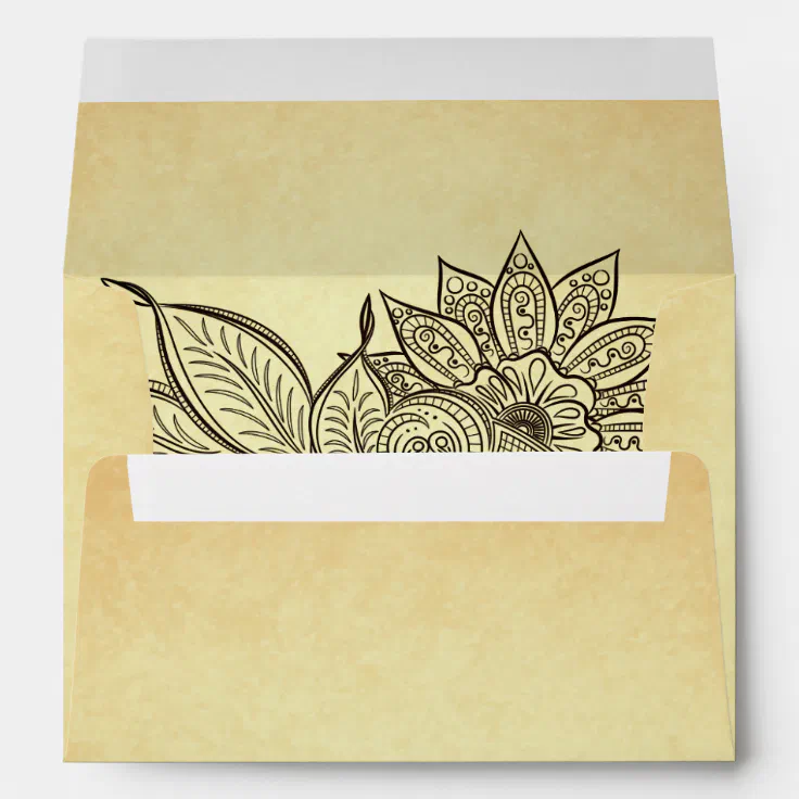 Vintage Mehendi Henna Indian Wedding Envelope | Zazzle