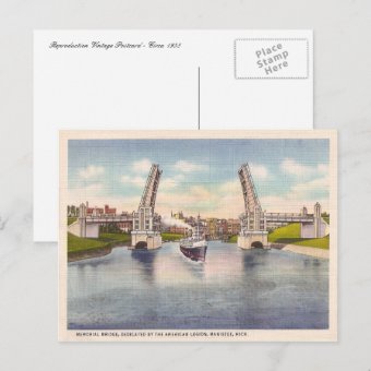 Vintage Memorial Bridge Postcard | Zazzle