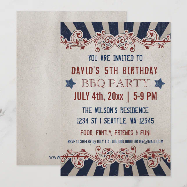 Vintage Memorial Day Birthday Party Invitations | Zazzle