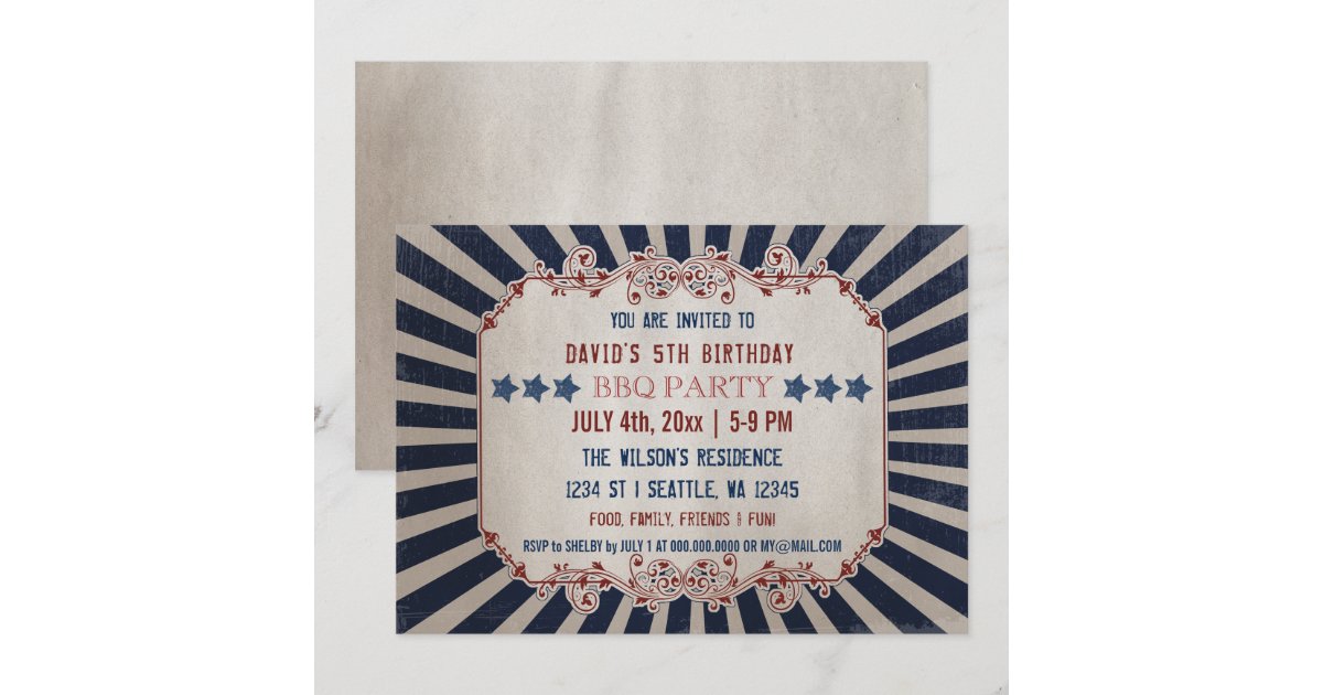 Vintage Memorial Day Birthday Party Invitations | Zazzle