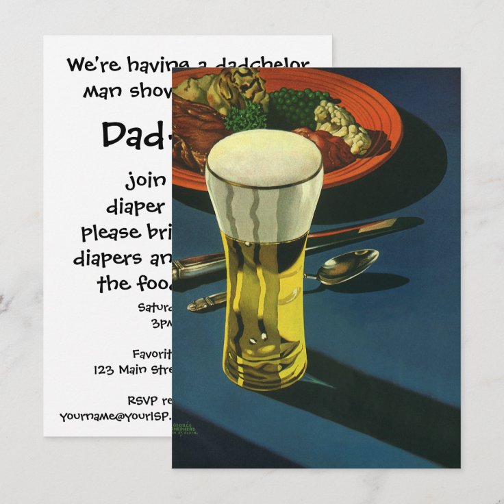 Vintage Men Baby Shower Dadchelor Party Invitation | Zazzle