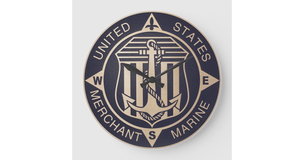 Vintage Merchant Marine Large Round Clock | Zazzle