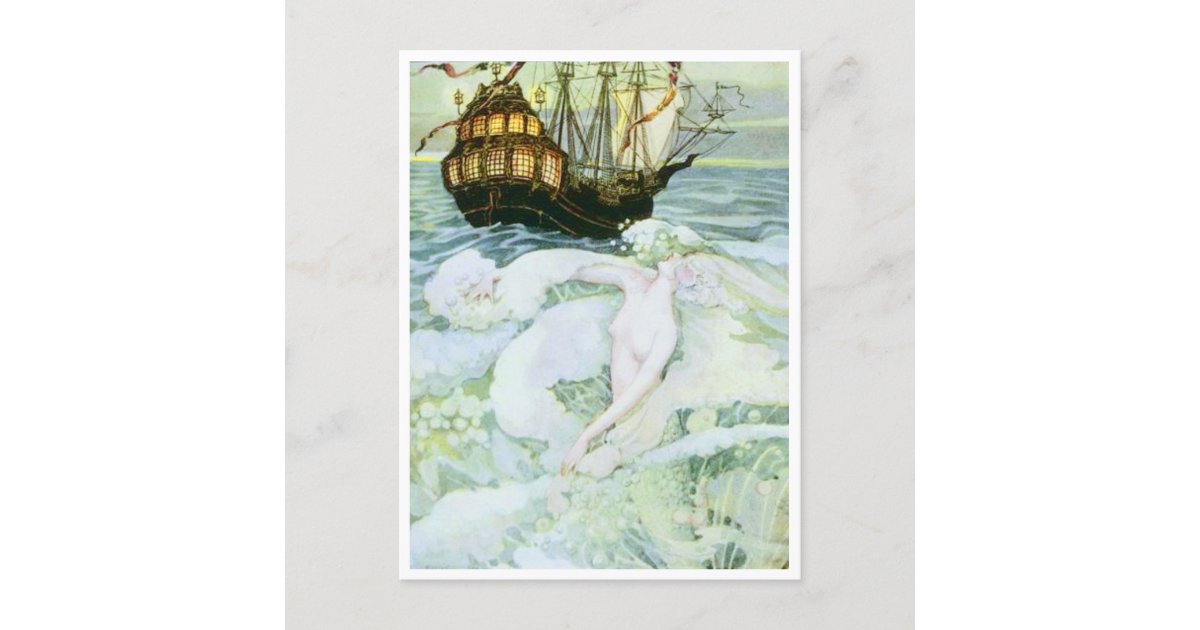 Vintage Mermaid by Anne Anderson Postcard | Zazzle