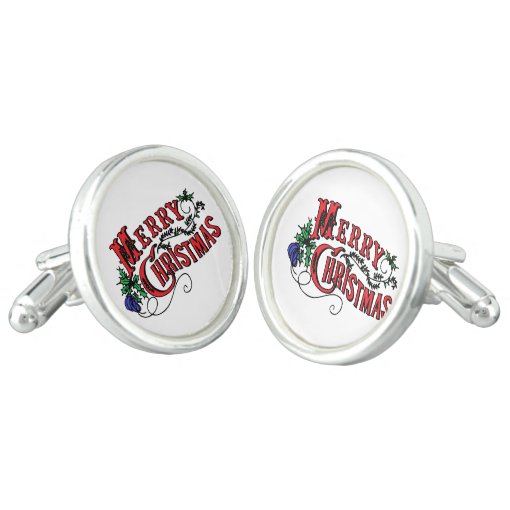 Vintage Merry Christmas Cufflinks | Zazzle