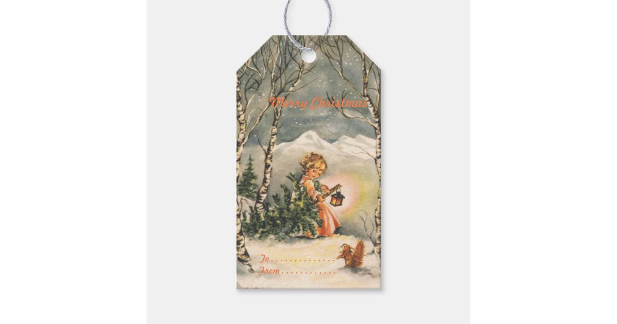 Vintage Merry Christmas Holiday Gift Tags | Zazzle