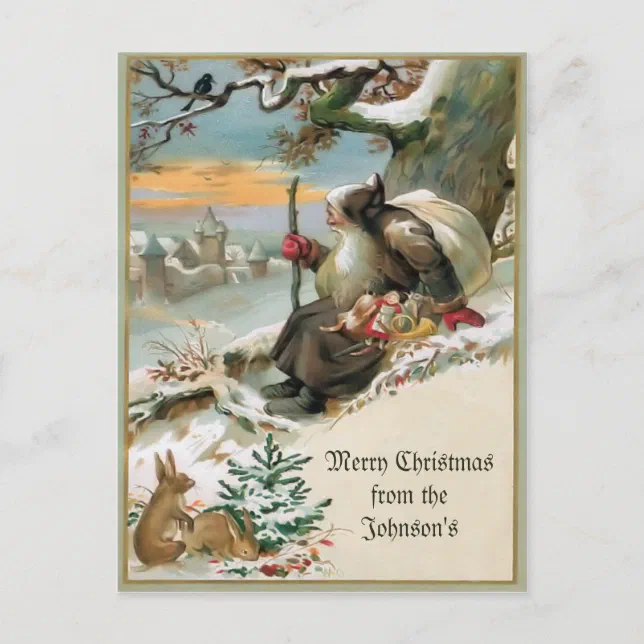 Vintage Merry Christmas Postcard | Zazzle