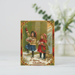 Vintage Merry Christmas Postcard | Zazzle