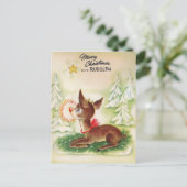 Vintage Merry Christmas Star Rudolph Holiday Postcard | Zazzle