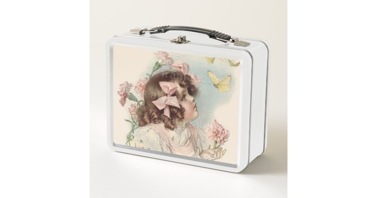 Vintage Metal Lunch Box Victorian Girl | Zazzle