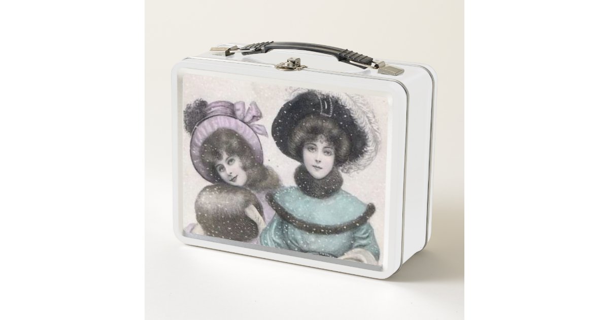 Vintage Metal Lunch Box Victorian Women | Zazzle