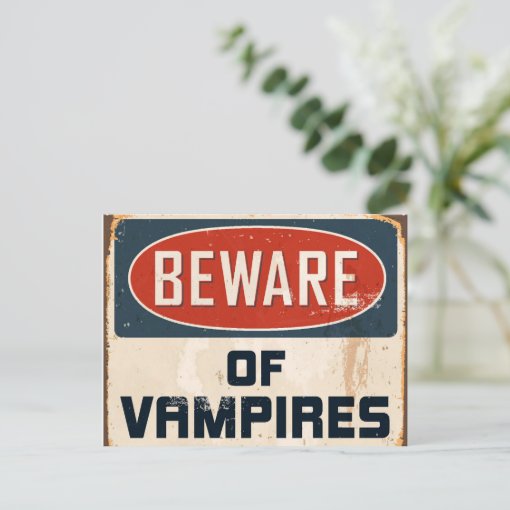 Vintage Metal Sign - Beware Of Vampires Postcard | Zazzle
