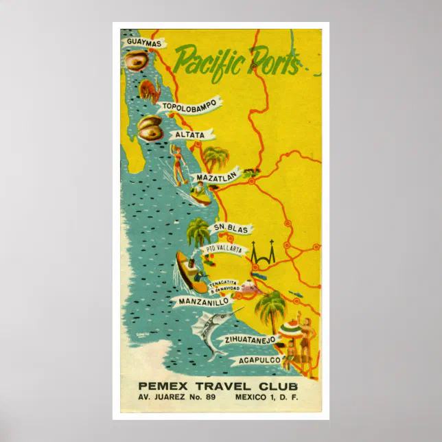 Vintage Mexico Beach Travel Poster | Zazzle