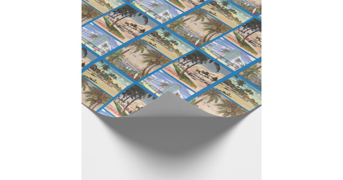 Vintage Miami and Miami Beach Florida Scenes Wrapping Paper | Zazzle