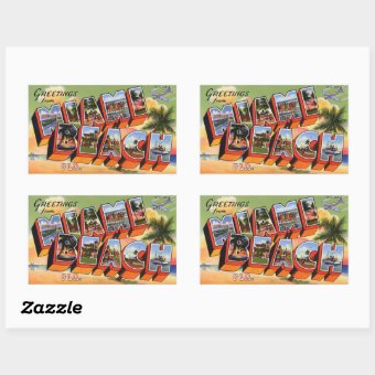 Vintage Miami Beach Sticker | Zazzle