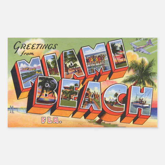 Vintage Miami Beach Sticker | Zazzle