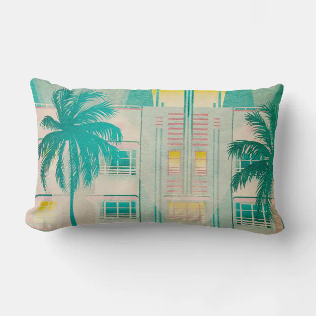 Vintage Miami, Ocean Drive Lumbar Pillow | Zazzle