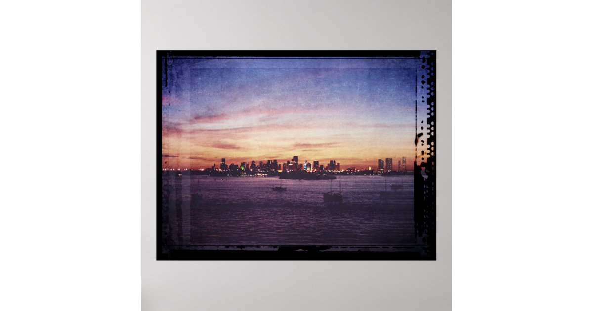 Vintage Miami Sunset Poster | Zazzle