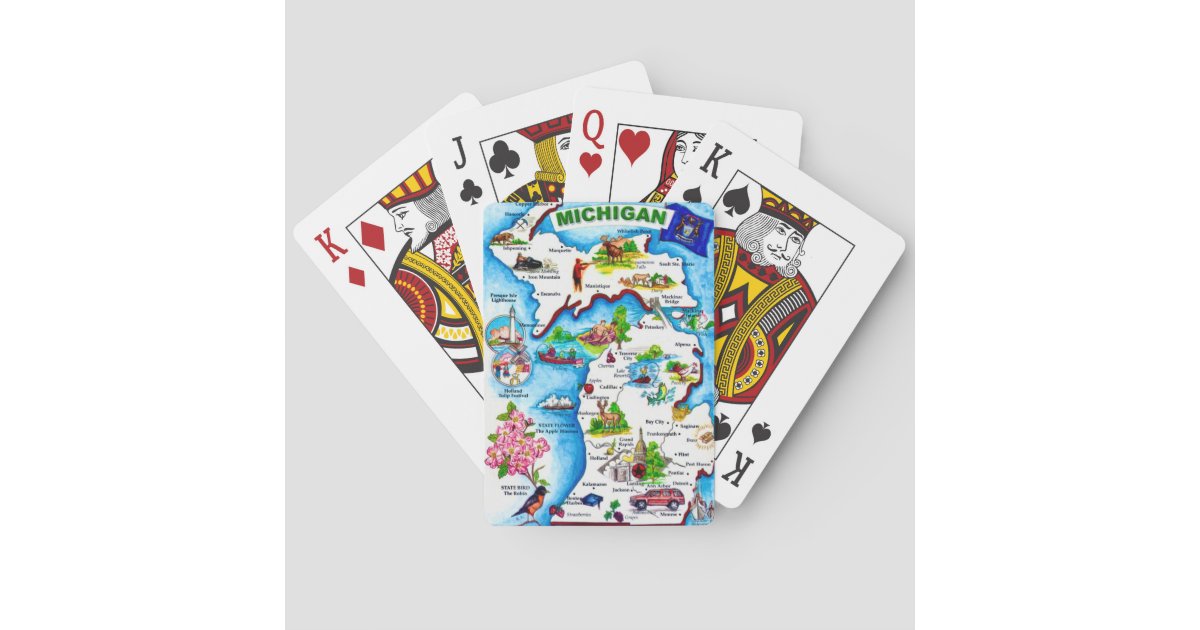 Vintage Michigan Map Playing Cards | Zazzle