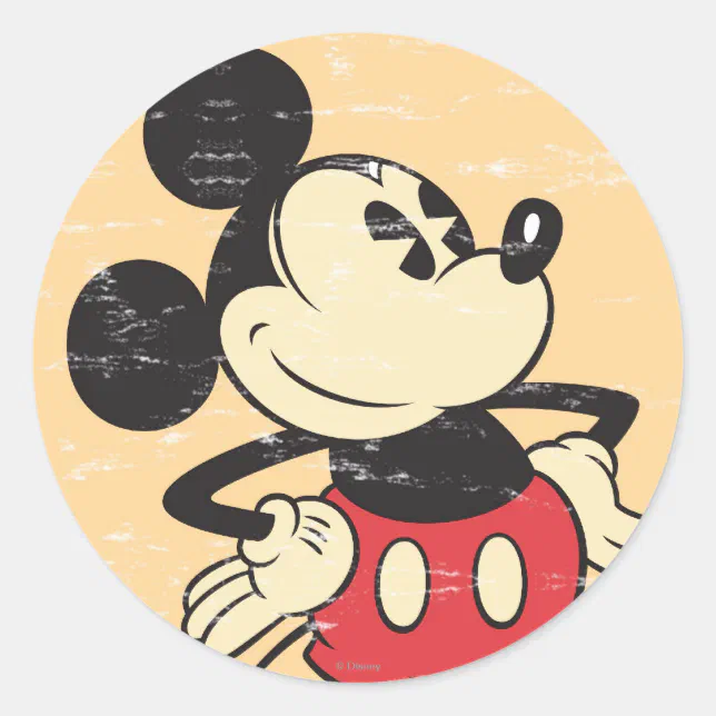Vintage Mickey Classic Round Sticker | Zazzle