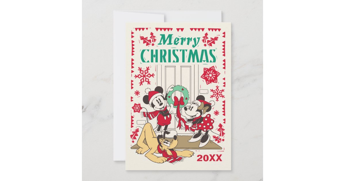 Vintage Mickey & Friends | Merry Christmas Holiday Card | Zazzle
