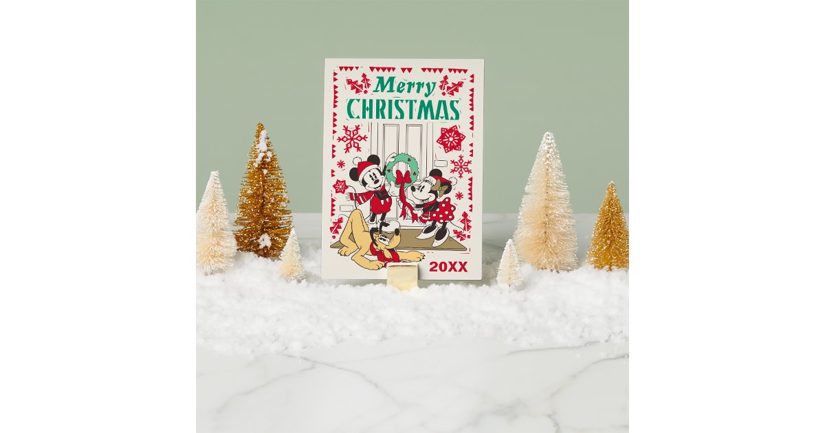 Vintage Mickey & Friends | Merry Christmas Holiday Card | Zazzle