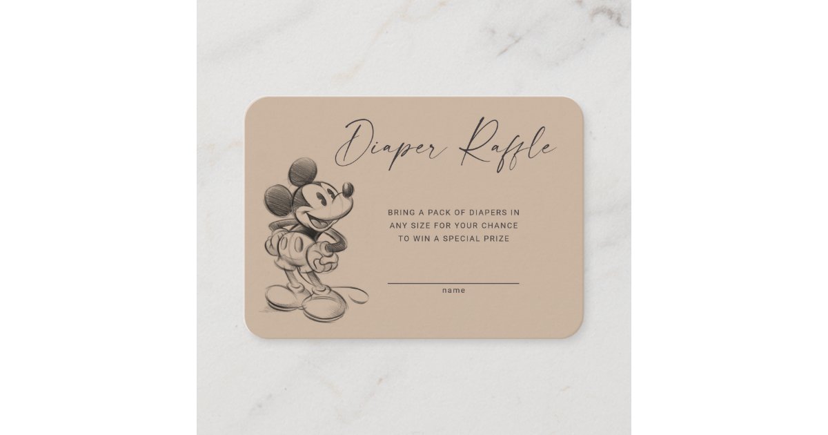 Vintage Mickey Mouse Baby Shower Diaper Raffle Place Card | Zazzle