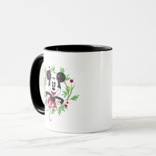 Vintage Mickey Mouse | Christmas Wreath Mug | Zazzle