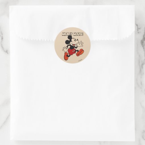 Vintage Mickey Mouse Classic Round Sticker | Zazzle