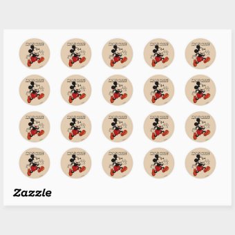 Vintage Mickey Mouse Classic Round Sticker | Zazzle