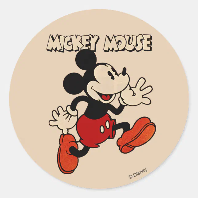 Vintage Mickey Mouse Classic Round Sticker | Zazzle
