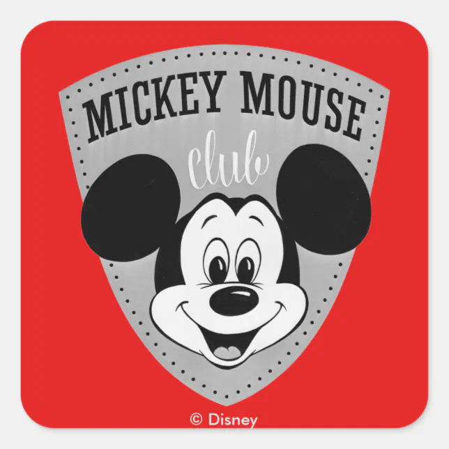 Vintage Mickey Mouse Club Square Sticker | Zazzle