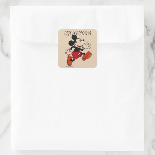 Vintage Mickey Mouse Square Sticker | Zazzle
