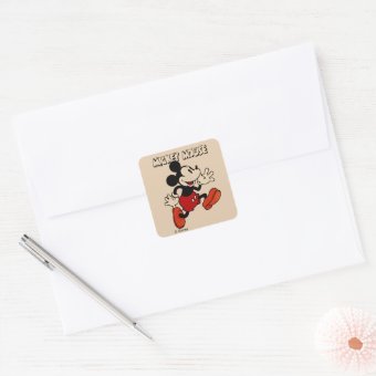 Vintage Mickey Mouse Square Sticker | Zazzle