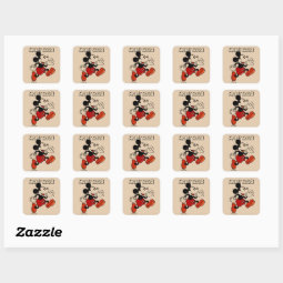 Vintage Mickey Mouse Square Sticker | Zazzle