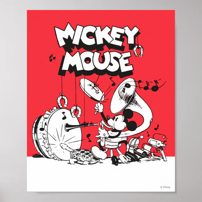 Vintage Mickey Silly Insturments Poster | Zazzle