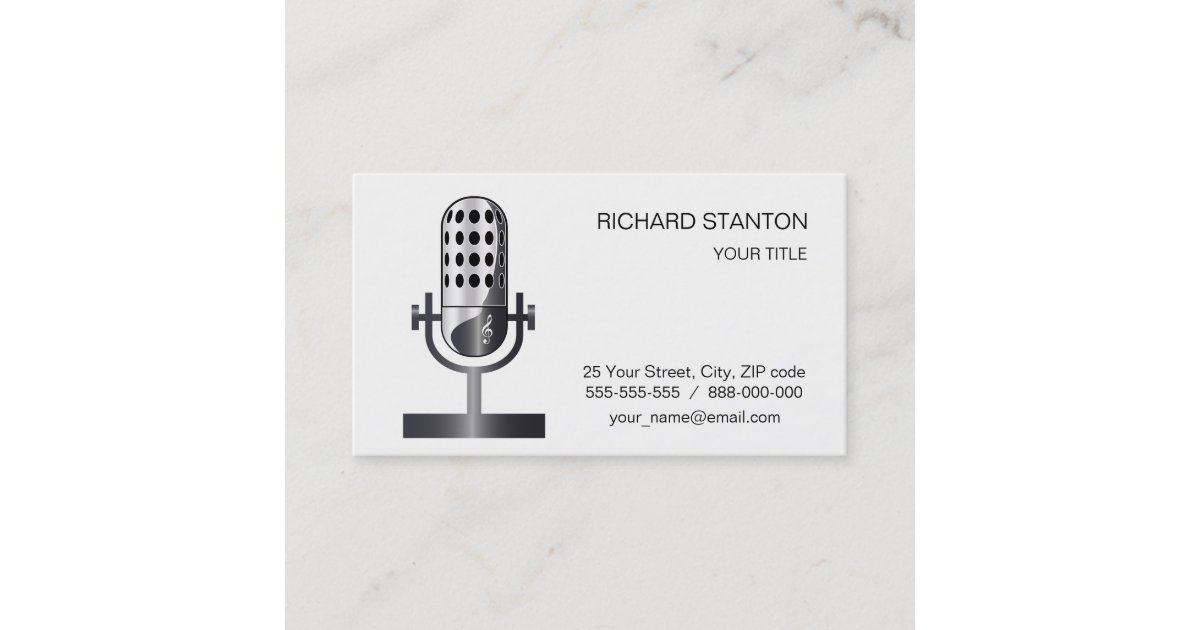 Vintage microphone business card | Zazzle