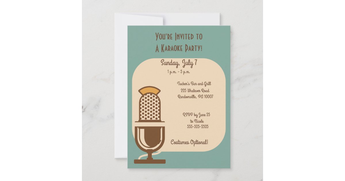 Vintage Microphone Custom Party Invitations | Zazzle