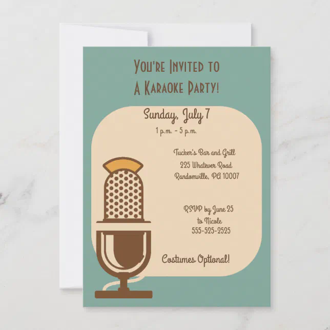 Vintage Microphone Custom Party Invitations | Zazzle