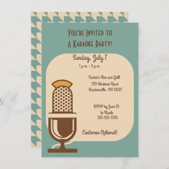 Vintage Microphone Custom Party Invitations | Zazzle